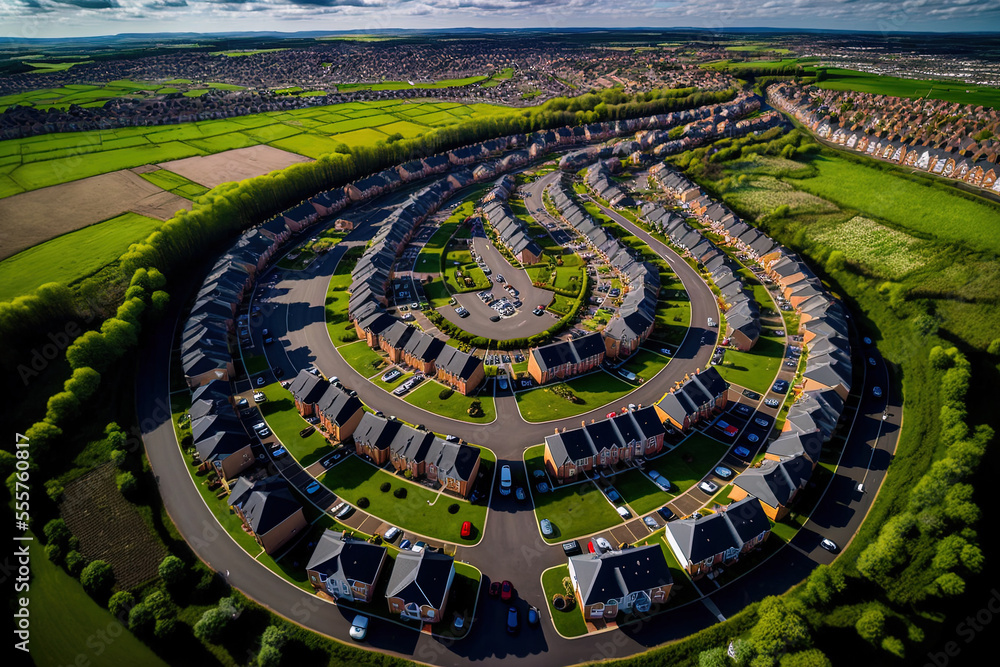 Drone taken aerial photograph on a gorgeous bright day of the British ...