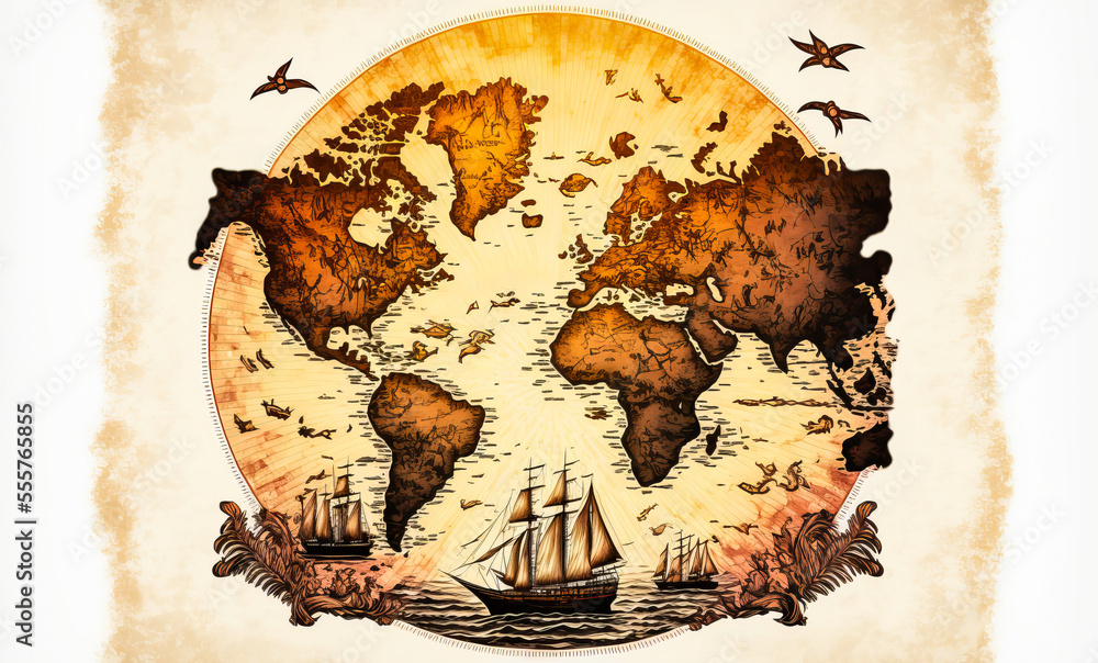 Exploring the seas of yesteryear and pirates: vintage sphere world map ...