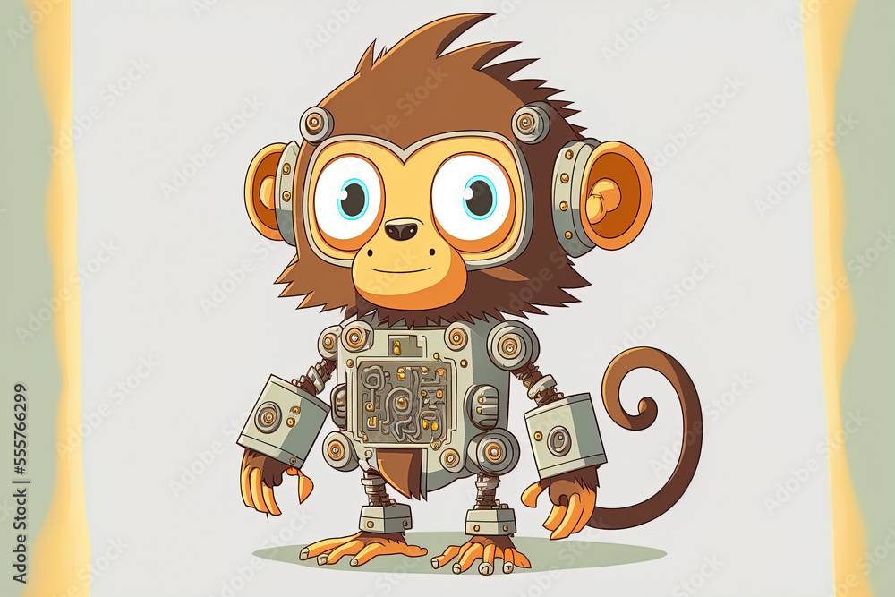 cartoon symbol of a cute monkey robot. idea for an animal science ...