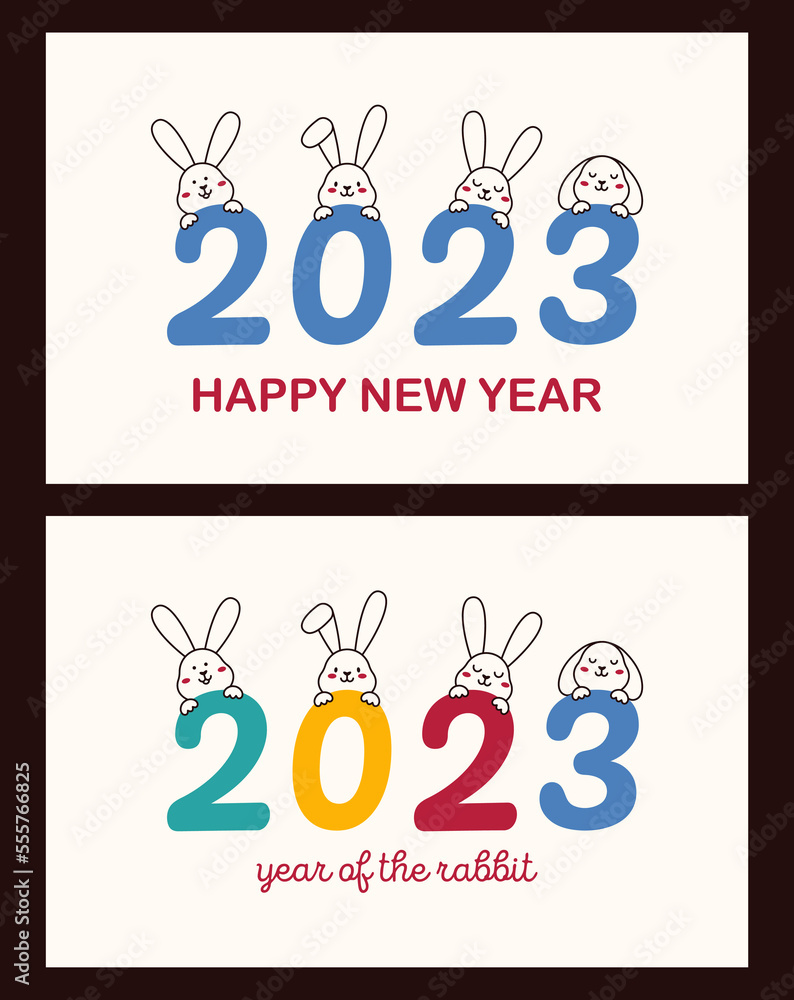 2023 Chinese New Year. The Year of the Rabbit. Templates for greeting ...