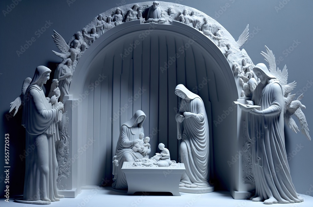 Nativity scene. Christian Christmas concept. Birth of Jesus Christ ...