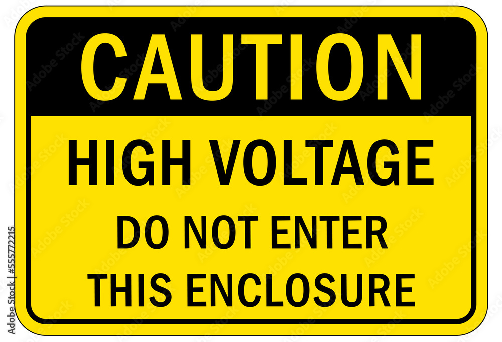 Electrical warning sign and labels high voltage do not enter this ...