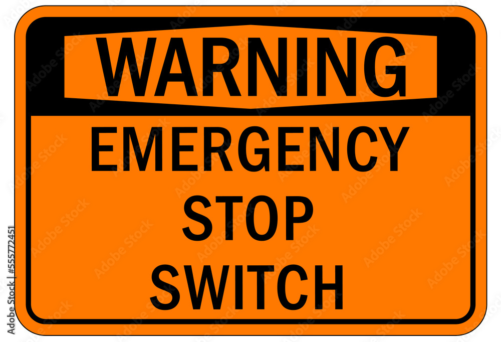 Electrical switch sign and labels emergency stop switch Stock Vector ...