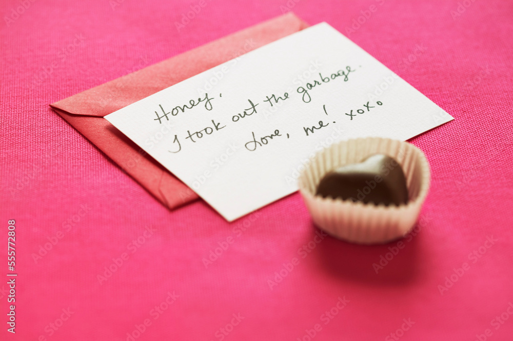 Note with Chocolate Stock Photo | Adobe Stock