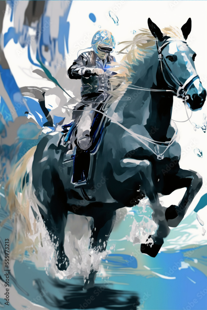 anime boy riding horse Stock Illustration | Adobe Stock