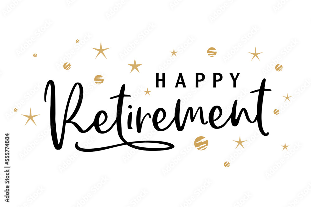 Happy Retirement lettering card, banner. Stock Vector | Adobe Stock