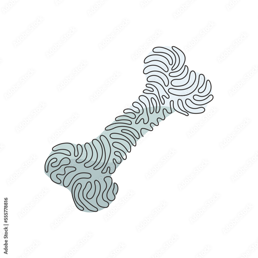 Single continuous line drawing dog bone icon in modern flat design ...