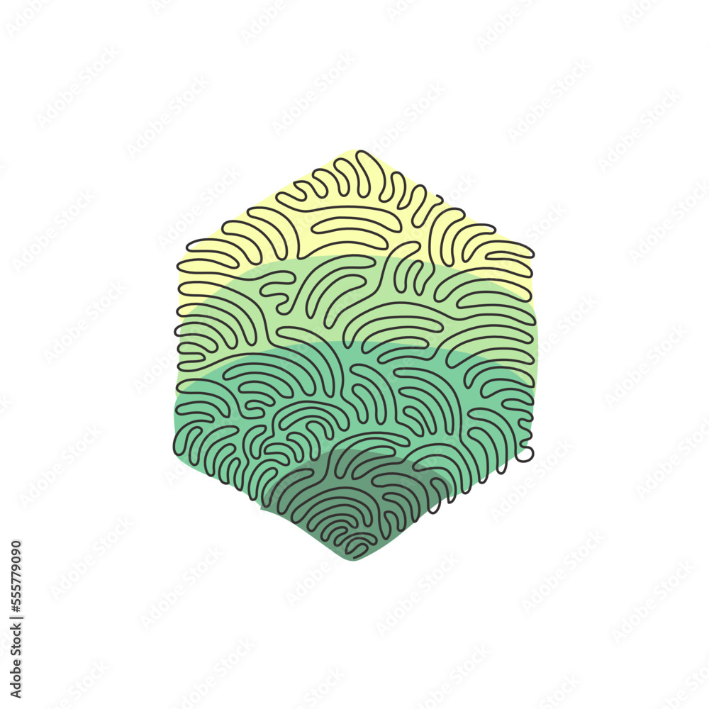 Single continuous line drawing hand drawn hexagon, blank drawing frame ...