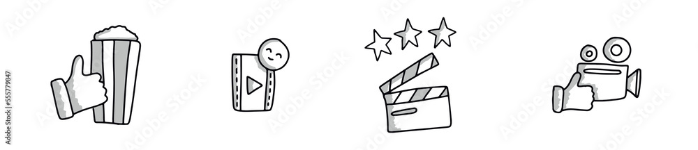 Movie poll modern doodle icon set, film rating concept, cinema review ...