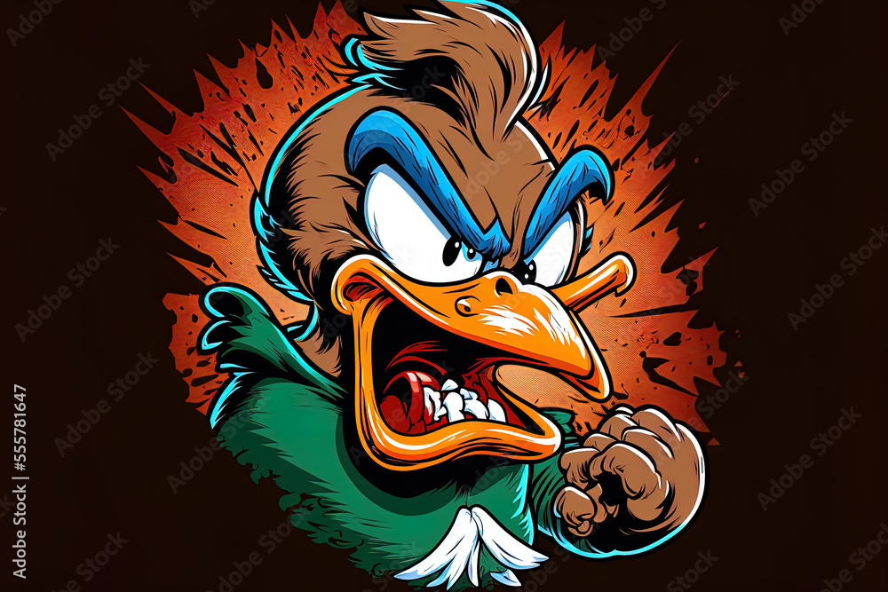 Angry and combative duck face logo. Generative AI Stock Illustration ...