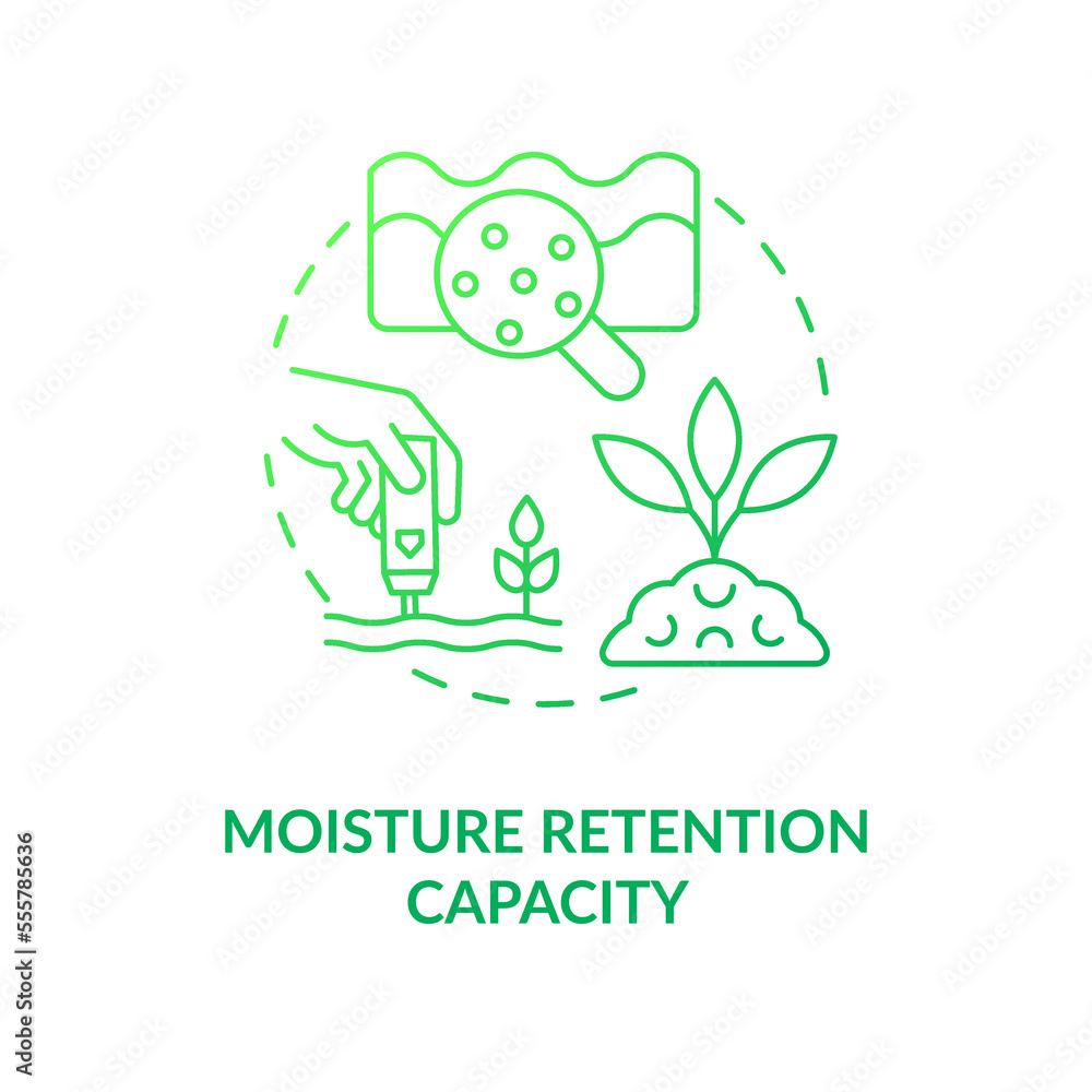 Moisture retention capacity green gradient concept icon. Regenerative ...