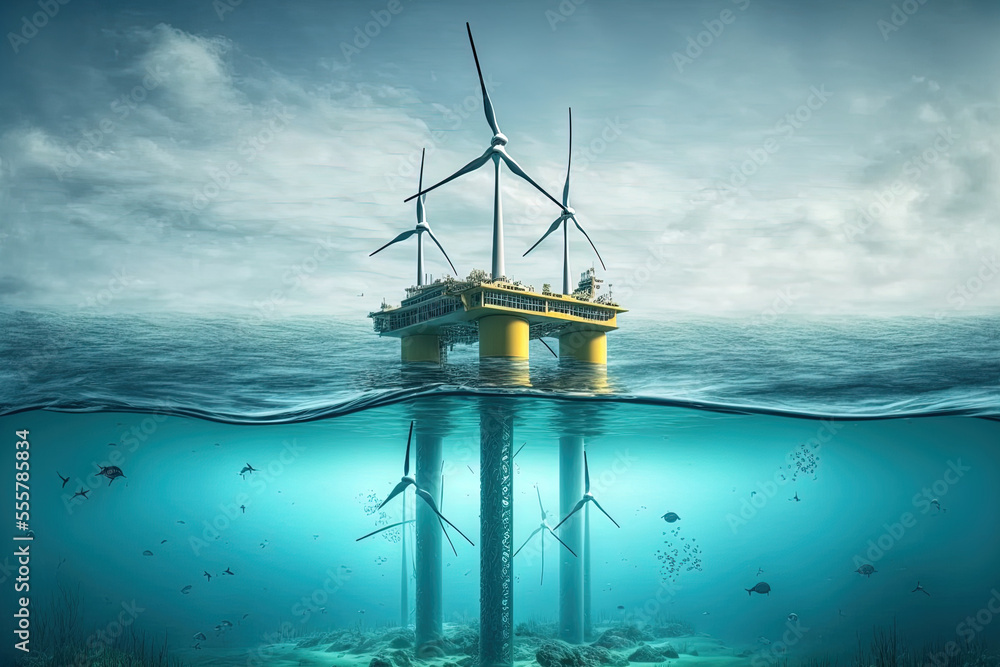 ULTRA HD 8K. On the seabed, offshore wind farms are located. clean ...