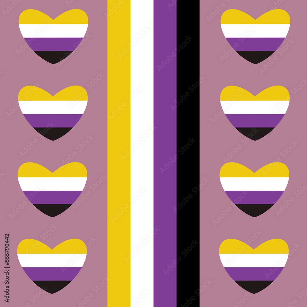 Non binary pride seamless pattern with flat rainbow hearts isolated and ...