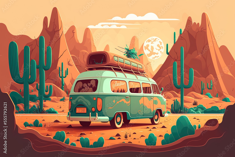 travel by car Adventure idea with cartoon metropolitan environment and ...