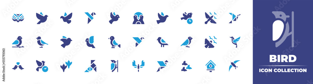 Bird icon collection. Duotone color. Vector illustration. Containing ...
