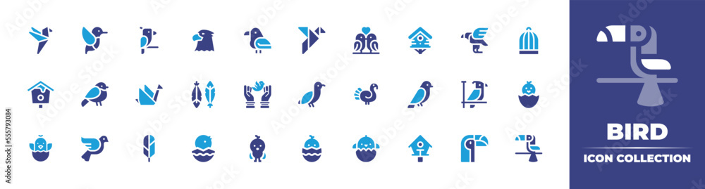 Bird icon collection. Duotone color. Vector illustration. Containing ...