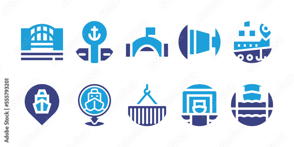 Harbour icon set. Duotone color. Vector illustration. Containing sydney ...