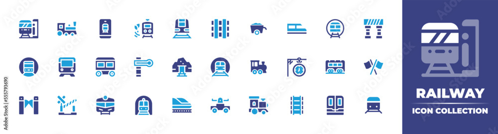 Railway icon collection. Vector illustration. Containing underground ...