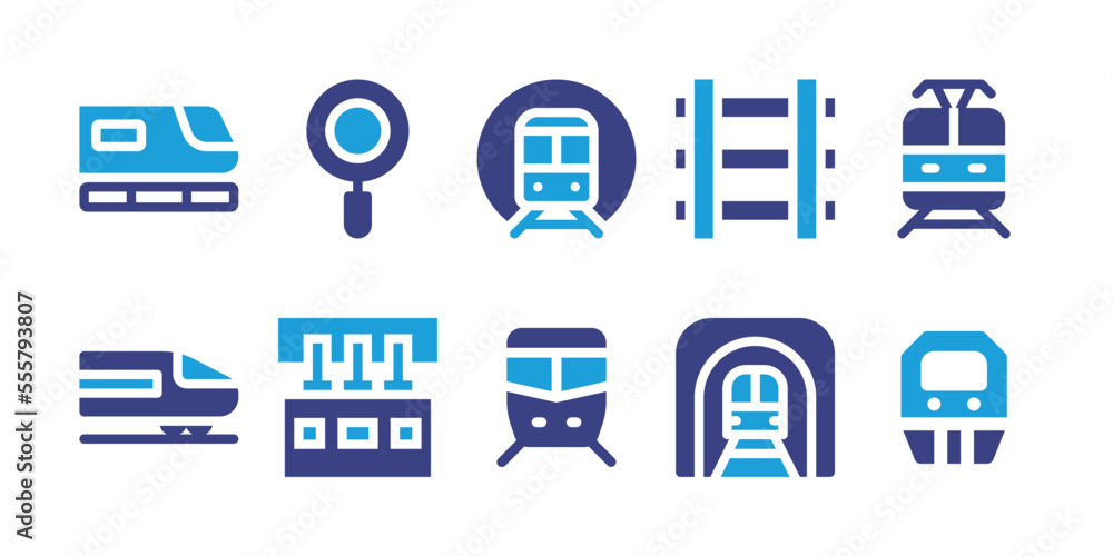 Railway icon set. Vector illustration. Containing train, pit stop ...