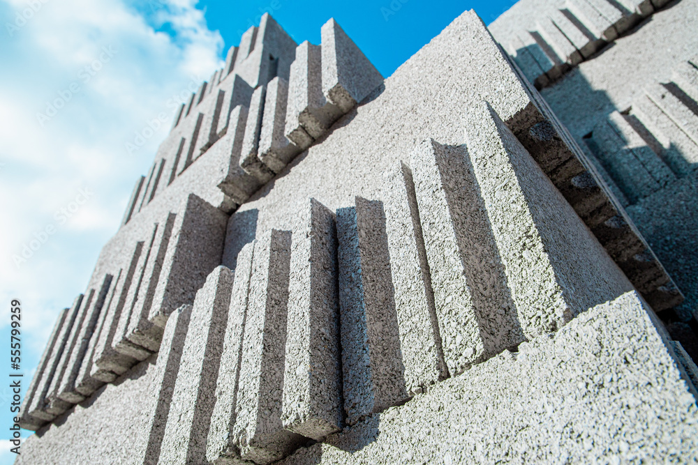 Texture of cinder blocks. Stacked cinder blocks as a background for ...