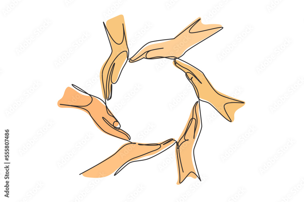 Single continuous line drawing palms and circle hand gesture. Sign or ...