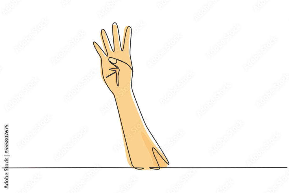 Single Continuous Line Drawing Hand Count Number Four Learn To Count Single Continuous Line Drawing Hand Count Number Four Learn To Count