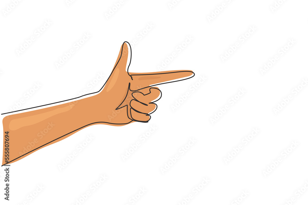 Continuous one line drawing hand making gun or weapon gesture. Hand ...