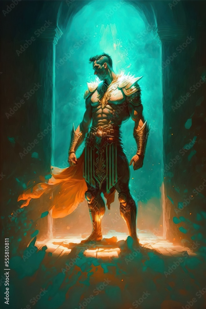 4K resolution or higher, A handsome man dressed in Ancient Greek armor ...