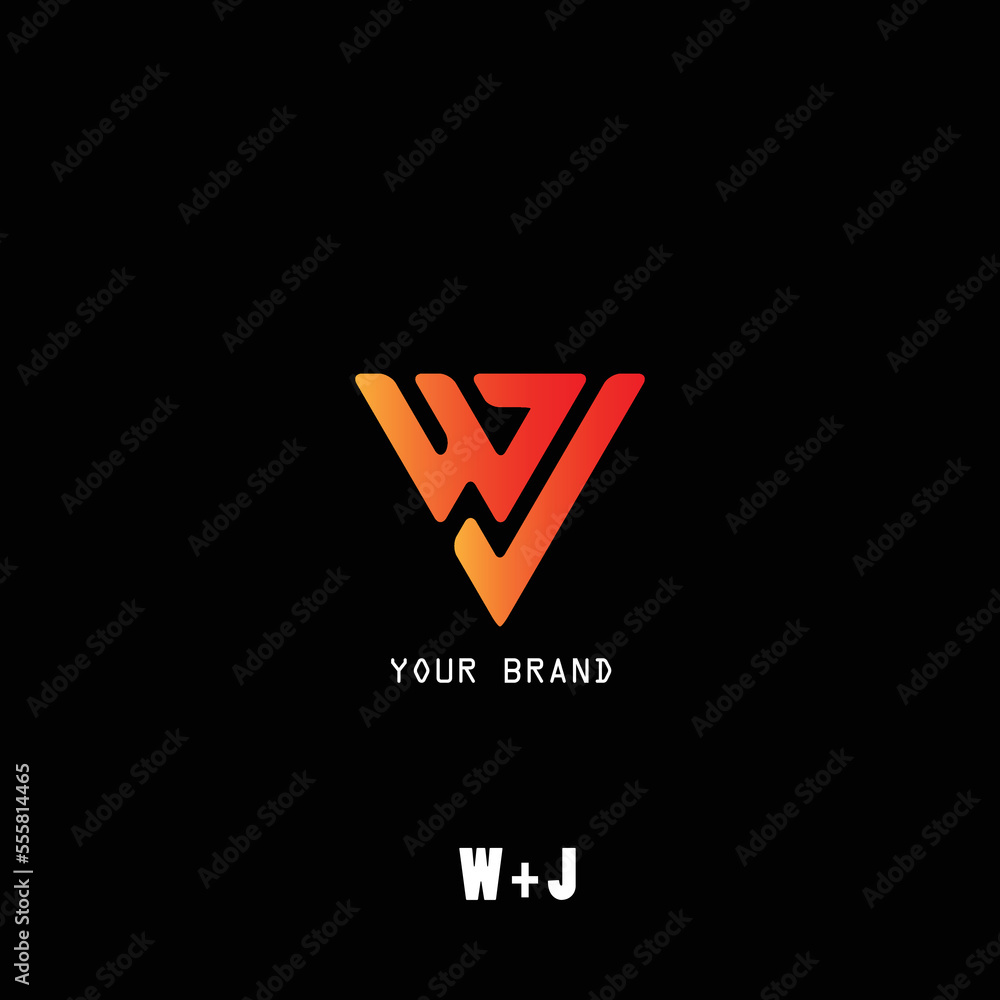 a simple w and j combined letter logo design suitable for brand logos ...