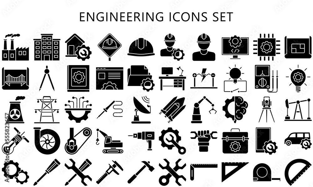 Engineering Set of outline vector icons. Contains such Icons as ...