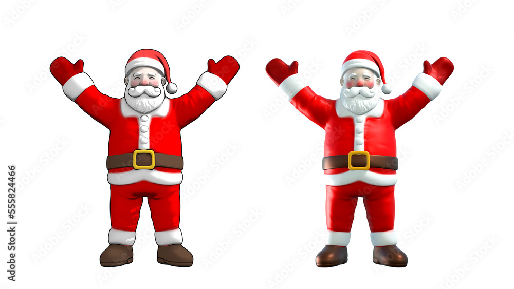 Santa Claus cartoon character in happy pose 3d rendering in realistic ...