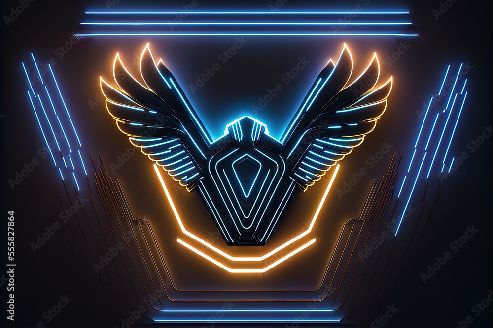 Mock up of a futuristic logo in neon lights. Generative AI Stock ...