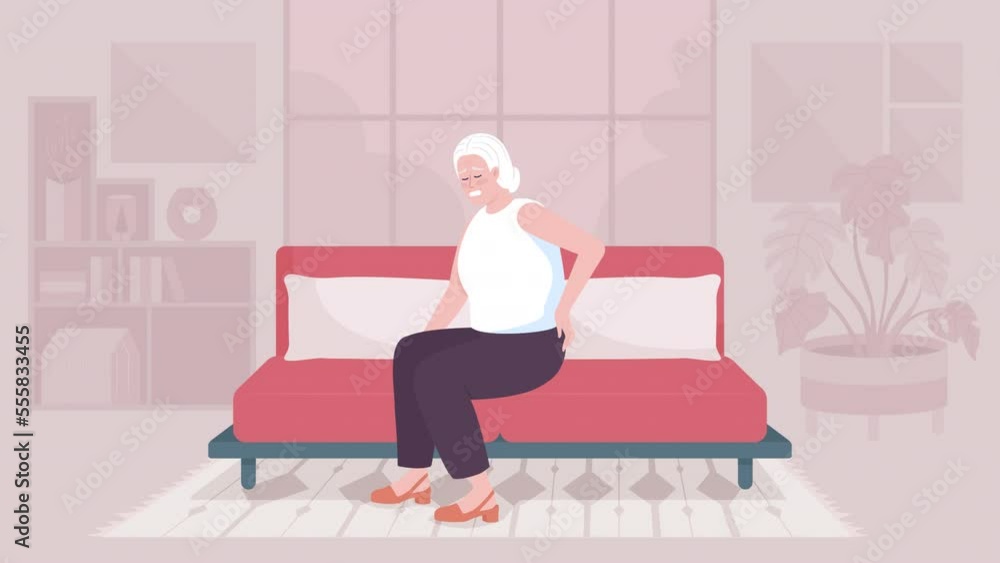 Animated pains illustration set. Sharp cramps. Back spasm. Painful ...