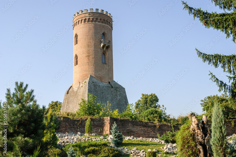Medieval old brick tower of castle. Medieval building. Tower of ancient ...