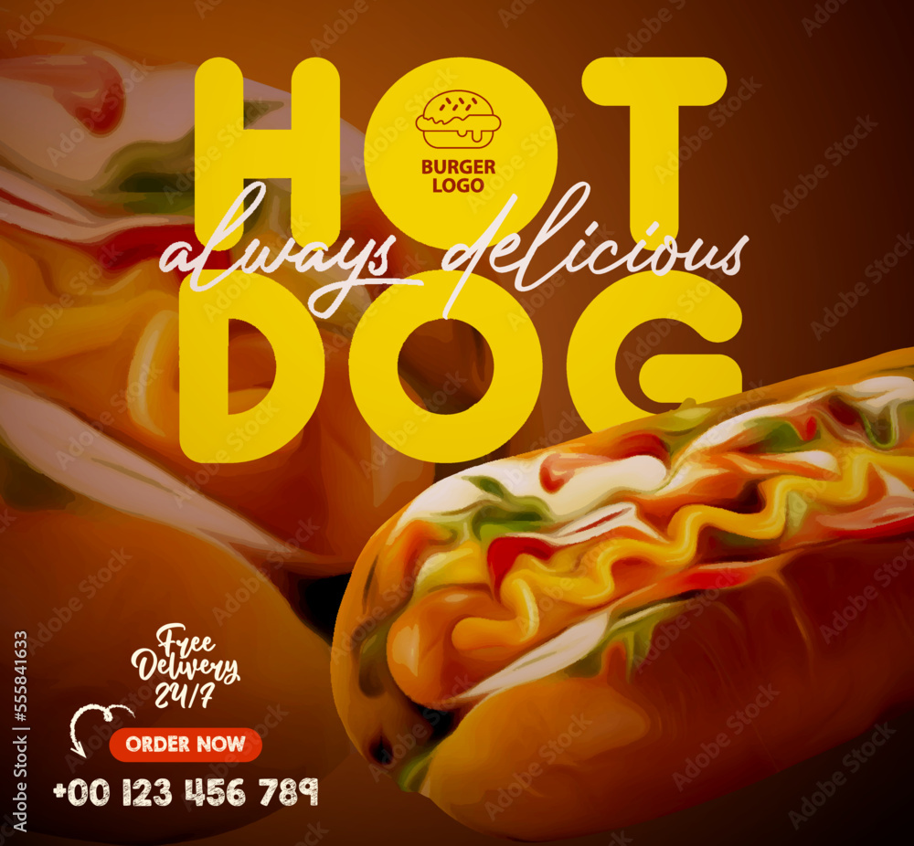 Tasty hot dog social media templates for promotions on the Food menu ...