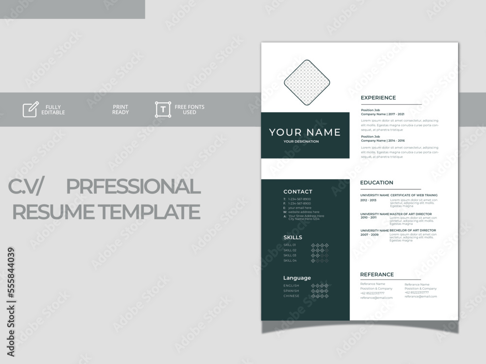 Creative resume design template for curriculum Stock Vector | Adobe Stock
