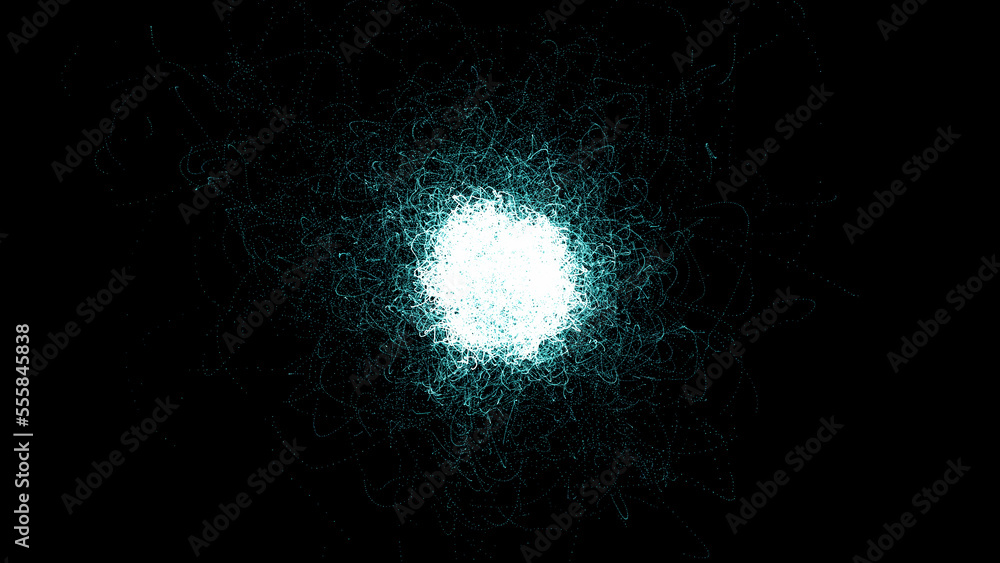 Electric explosion on black background. Science concept. Abstract ...