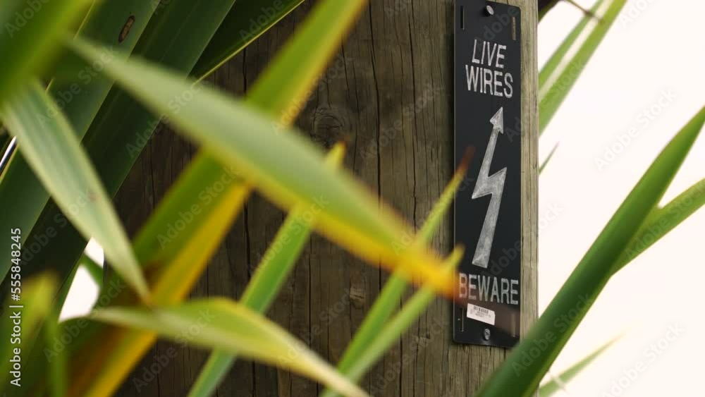 electricity safety sign on a pole. sign lightning danger high voltage ...
