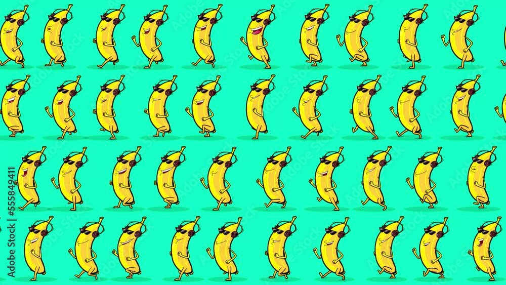 Bananas cartoon white characters wallpaper walking on blue background ...