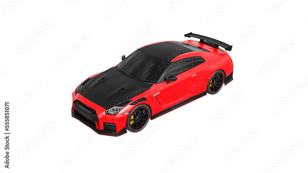 Nissan gtr NISMO on white, 3d rendering of red Nissan ONG transparent ...