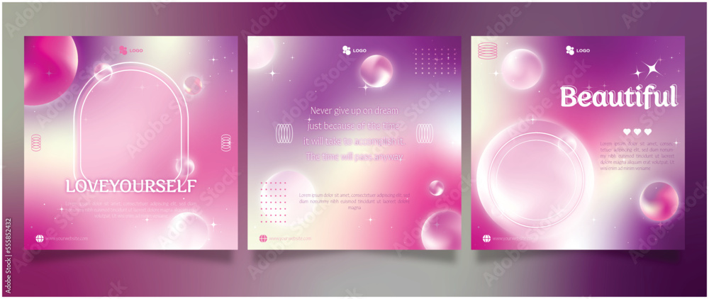 Aesthetic cute gradient social media post template design Stock Vector ...