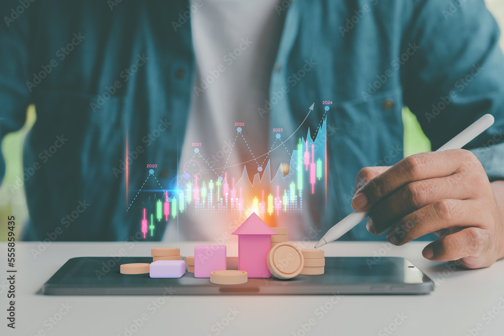 Stock market, Virtual business growth, progress or success concept ...