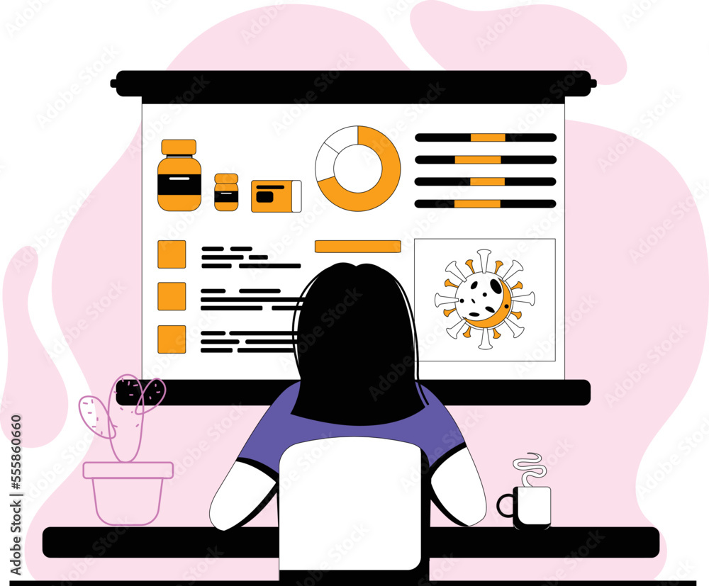 Medical presentation purple concept with people scene in the flat ...