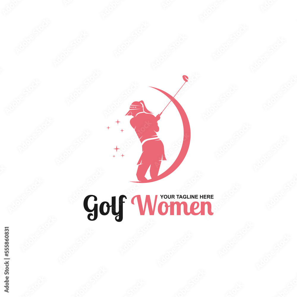 Vetor de Women's golf sports logo design - vector illustration, women's ...