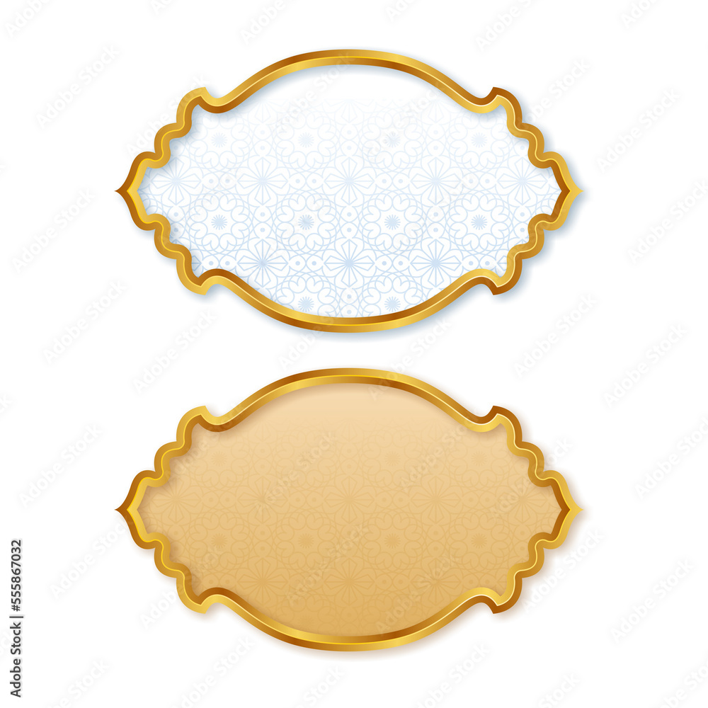 Golden Arabic banner Islamic frame design with geometric pattern ...