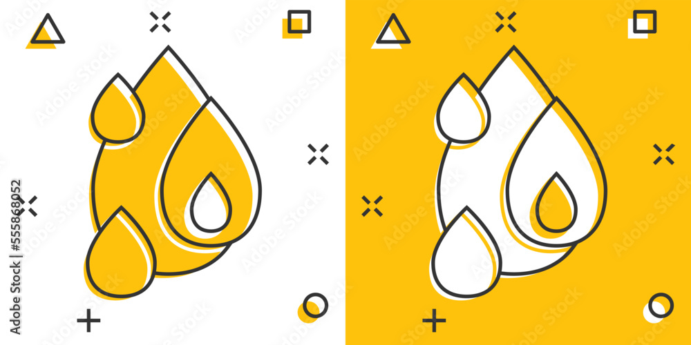 Water drop icon in comic style. Blob cartoon vector illustration on ...