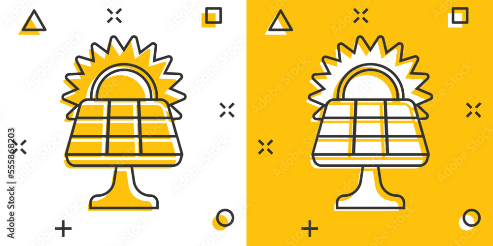 Solar panel icon in comic style. Ecology energy cartoon vector ...