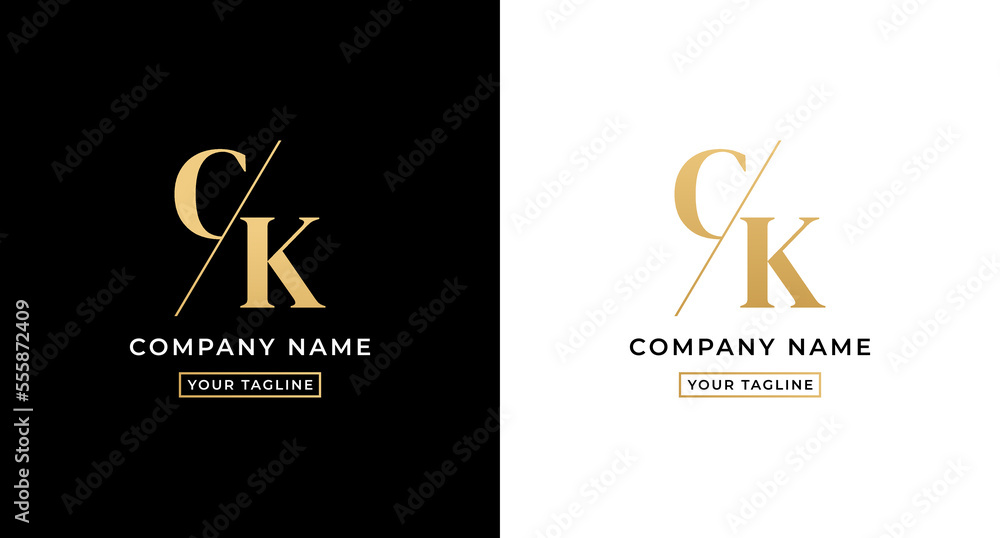 CK logo letter or CK letter logo vector on white and black background ...