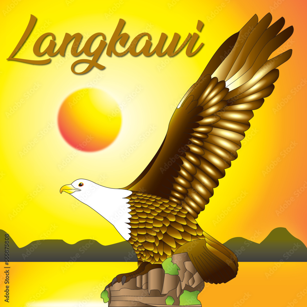 Langkawi golden eagle sunset malaysia Stock Vector | Adobe Stock