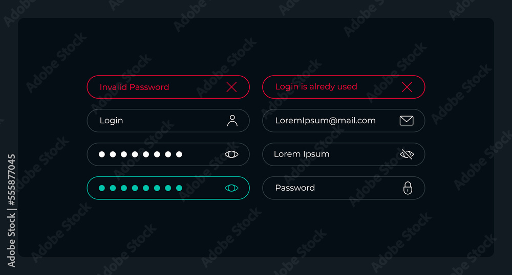 Login page UI elements kit. Adding information isolated vector ...